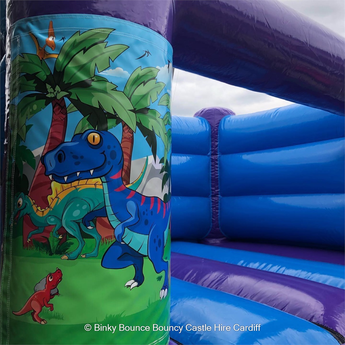 Dinosaur Theme Low Height Bouncy Castle (Blue/Purple) - Bouncy Castle ...