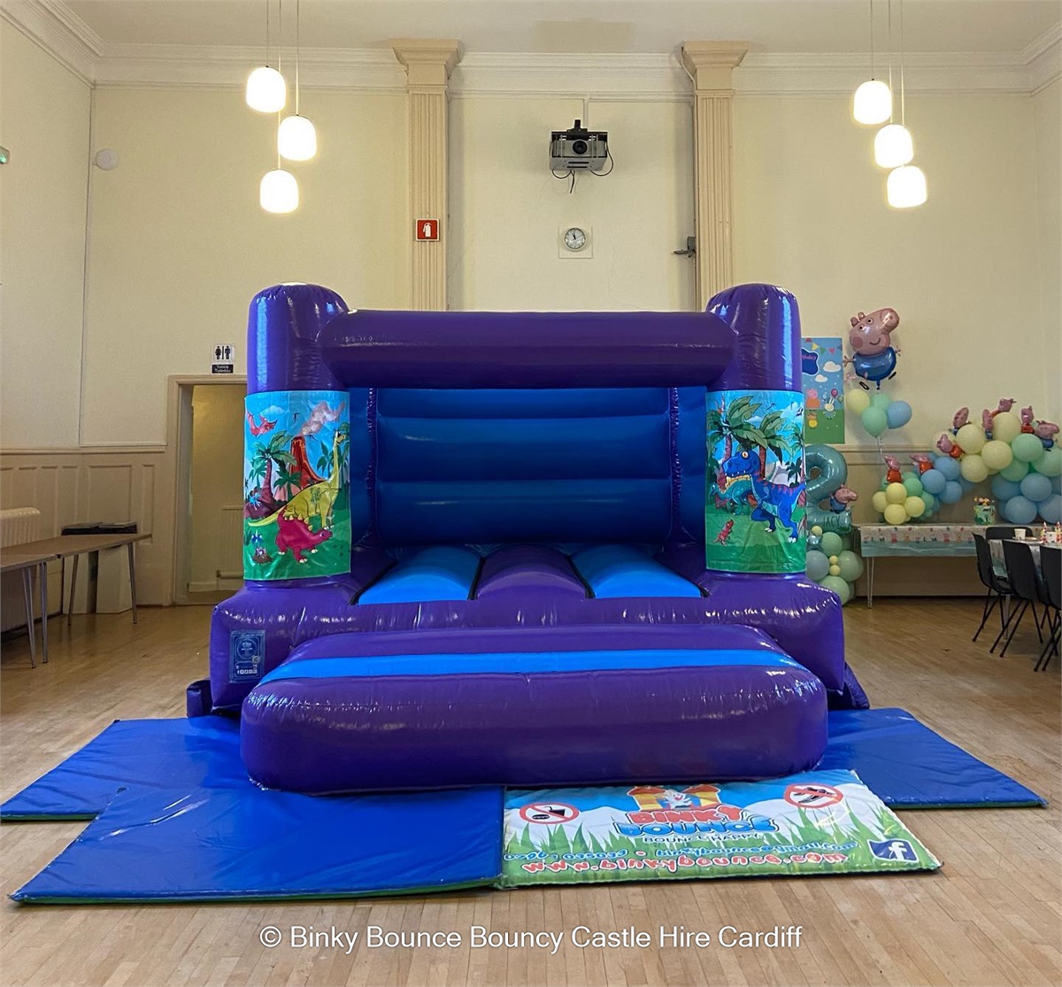 Dinosaur Theme Low Height Bouncy Castle (Blue/Purple) - Bouncy Castle ...