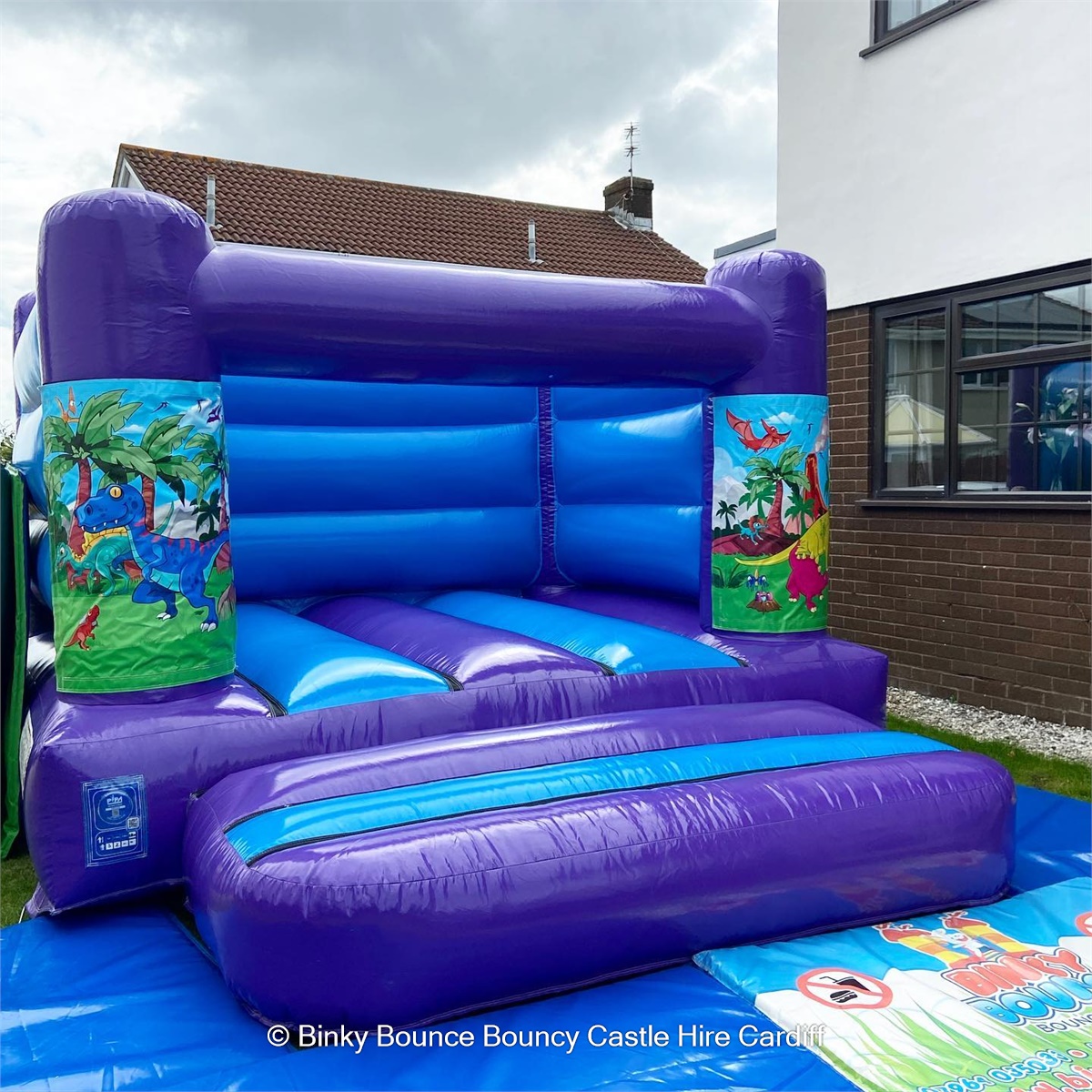 Dinosaur Theme Low Height Bouncy Castle (Blue/Purple) - Bouncy Castle ...