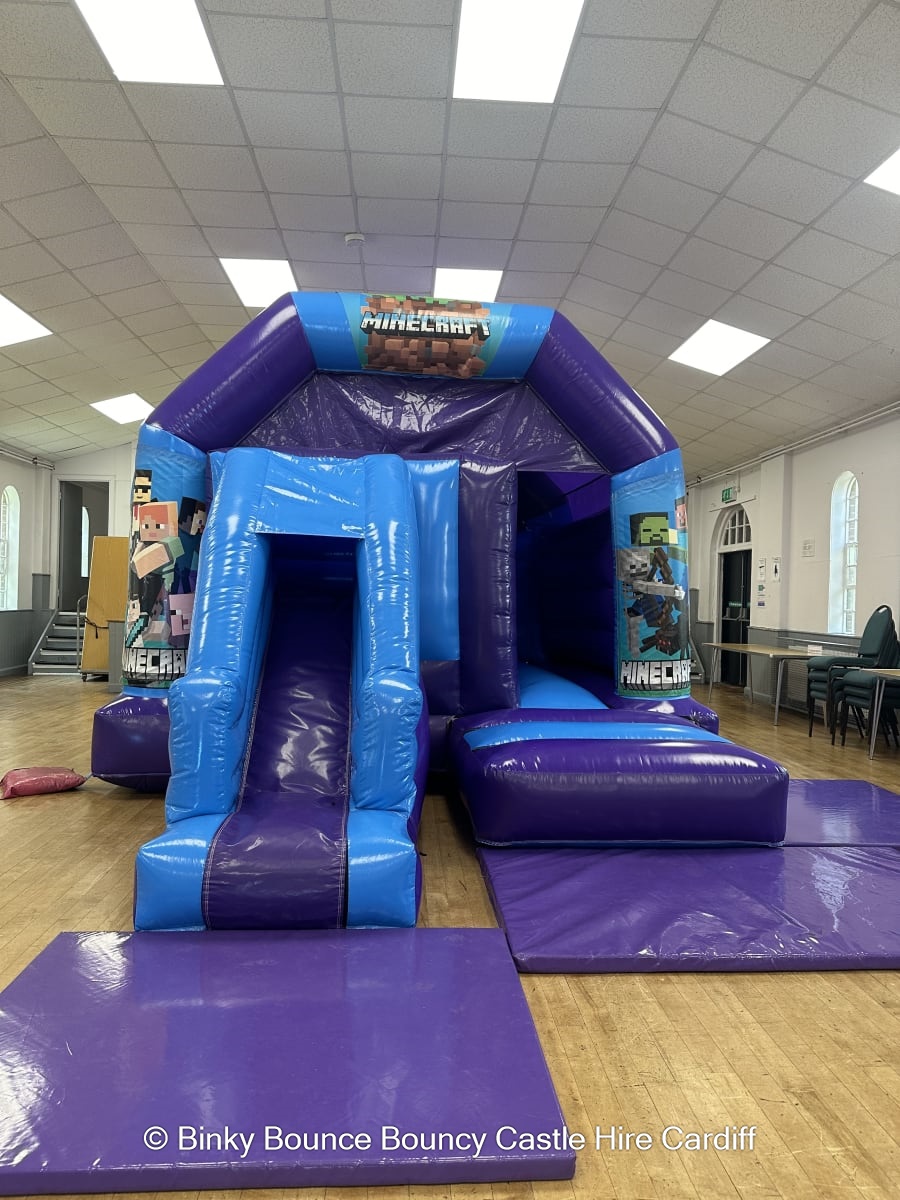 Minecraft Blue/Purple Front Slide - Bouncy Castle Hire and soft play ...
