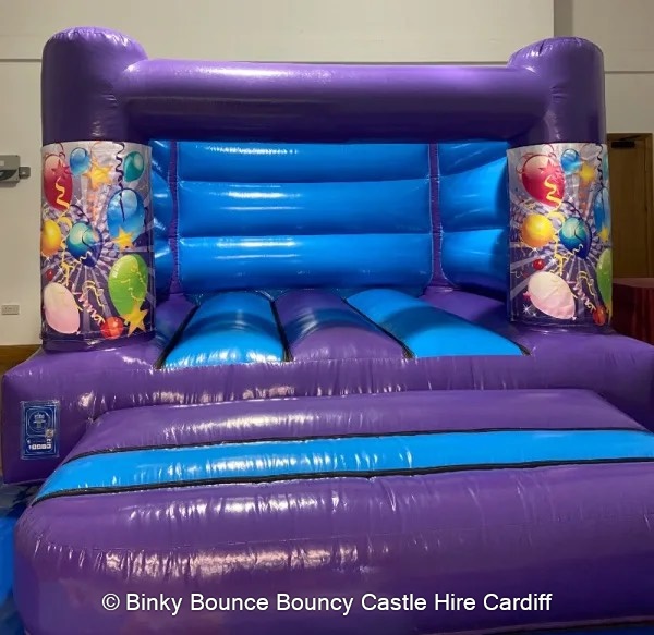 Party Balloon Theme Low Height Bouncy Castle (Blue/Purple) - Bouncy ...