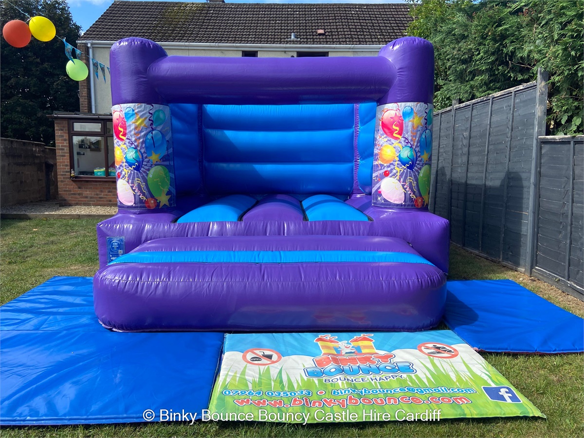 Party Balloon Theme Low Height Bouncy Castle (Blue/Purple) - Bouncy ...