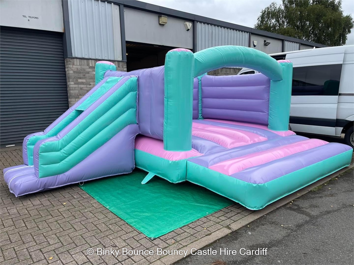 Pastel Colour Bouncy Castle & Slide - Bouncy Castle Hire and soft play ...
