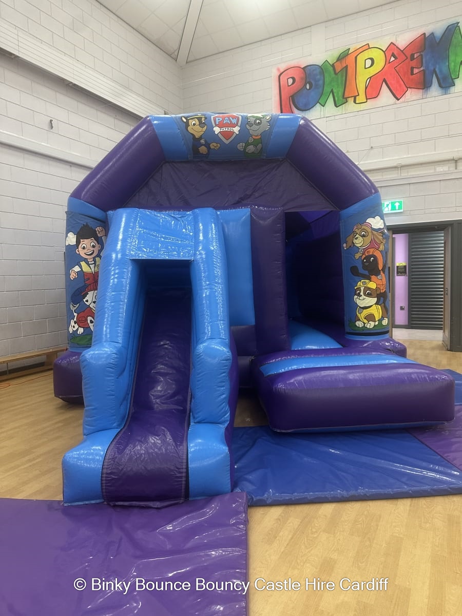 Paw Patrol Theme Blue/Purple Front Slide - Bouncy Castle Hire and soft ...