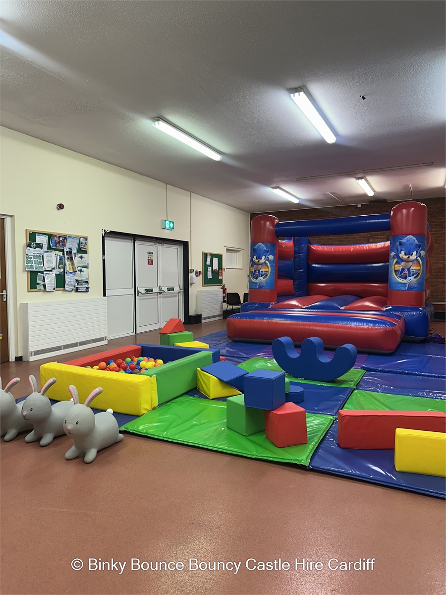 Sonic the Hedgehog Bouncy Castle (Red/Blue) + Multicolour Soft Play ...