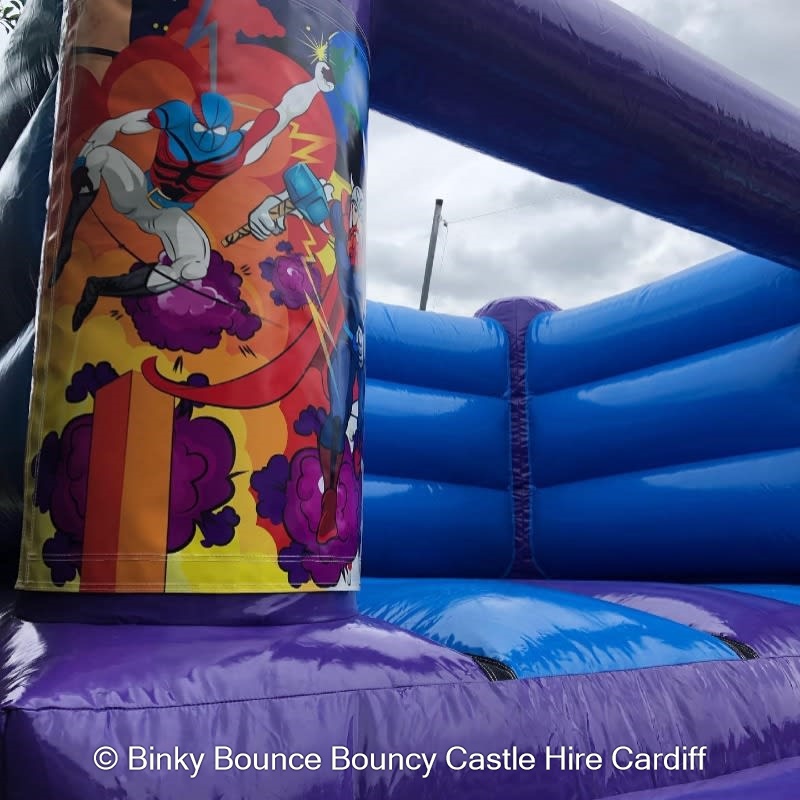 Superhero Theme Low Height Bouncy Castle (Blue/Purple ) - Bouncy Castle ...